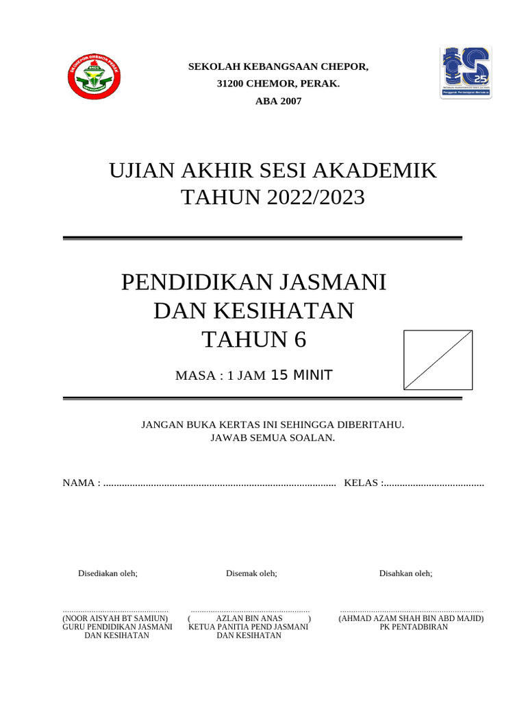 Muka Depan Uasa PJK 2022 | PDF
