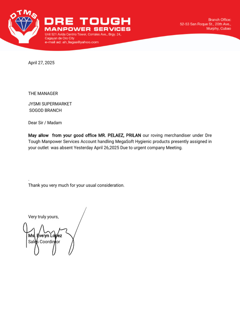 Absence Notification for JYSMI Staff | PDF