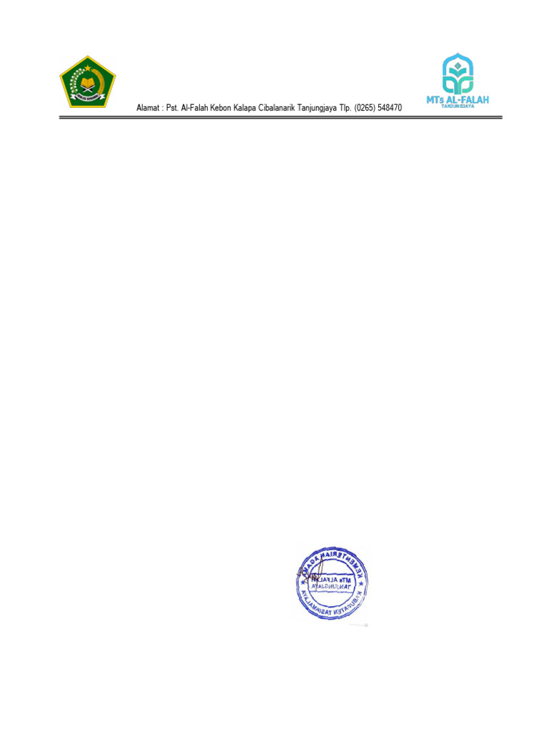 Surat Permohonan Izin Kunjungan TMII MTS AL FALAH | PDF