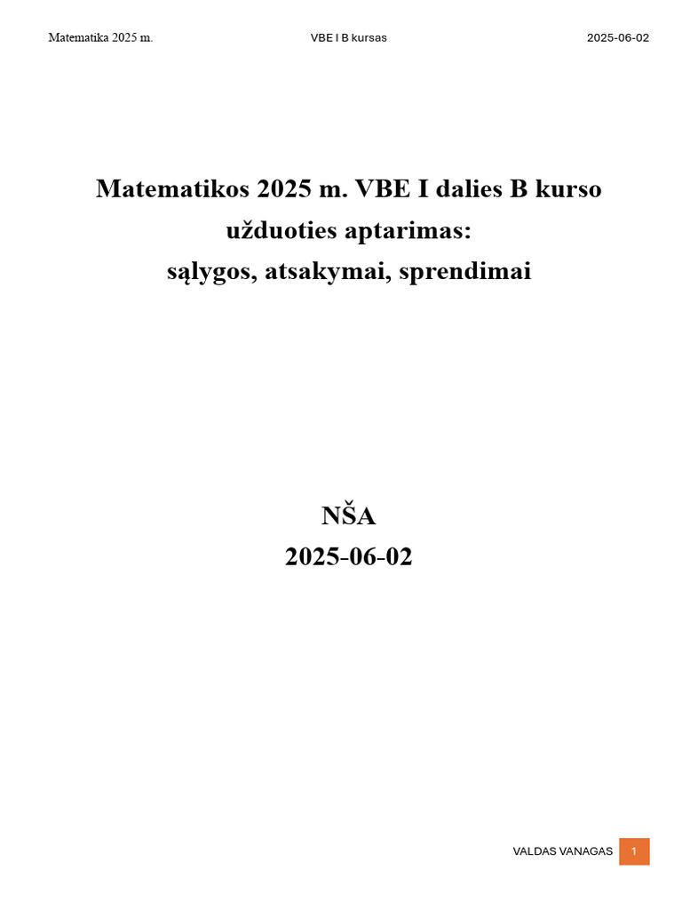 Matematikos VBE I B 20251 | PDF