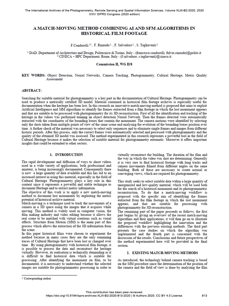 Isprs Archives XLIII B2 2020 813 2020 | PDF | Applied Mathematics | Artificial Intelligence