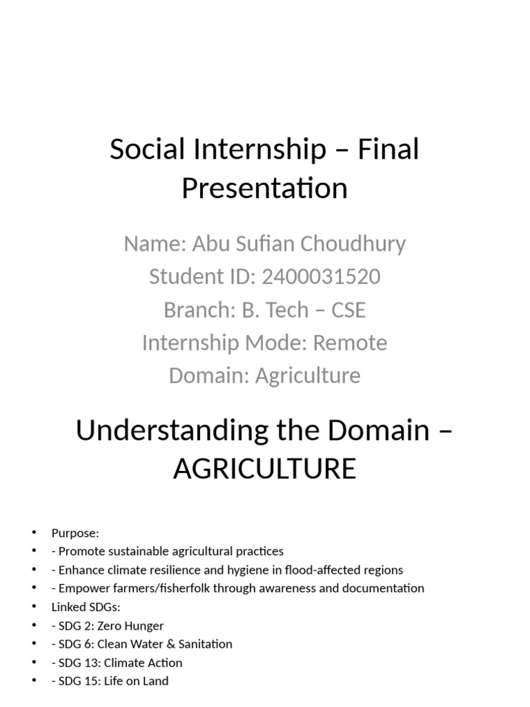 Social Internship Report Abu | PDF | Agriculture | Natural Environment