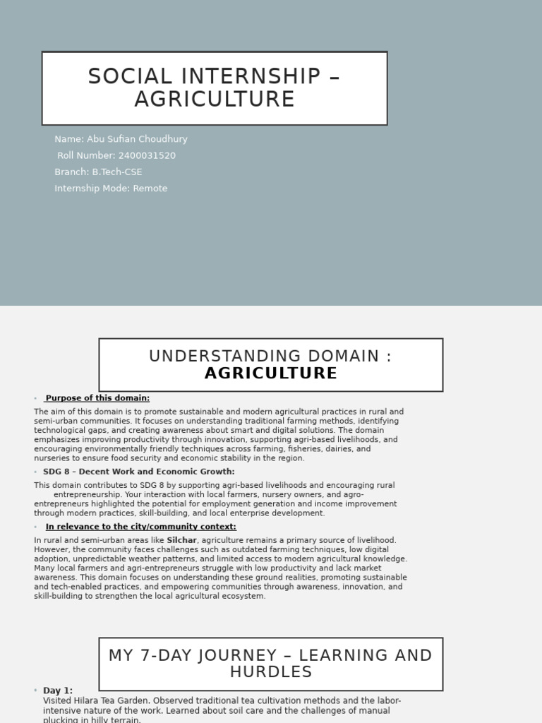 Social Internship in Sustainable Agriculture | PDF | Agriculture | Flood