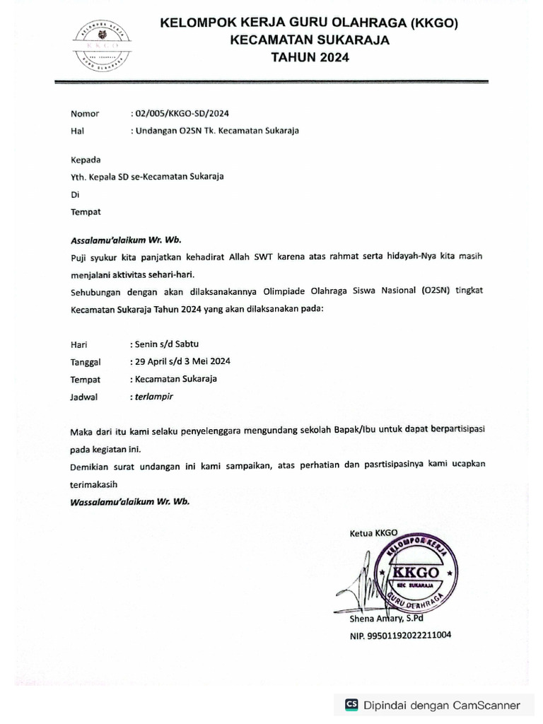 Surat Undangan O2SN 2024 | PDF