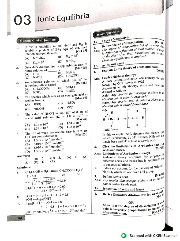 03.ionic Equilibria | PDF