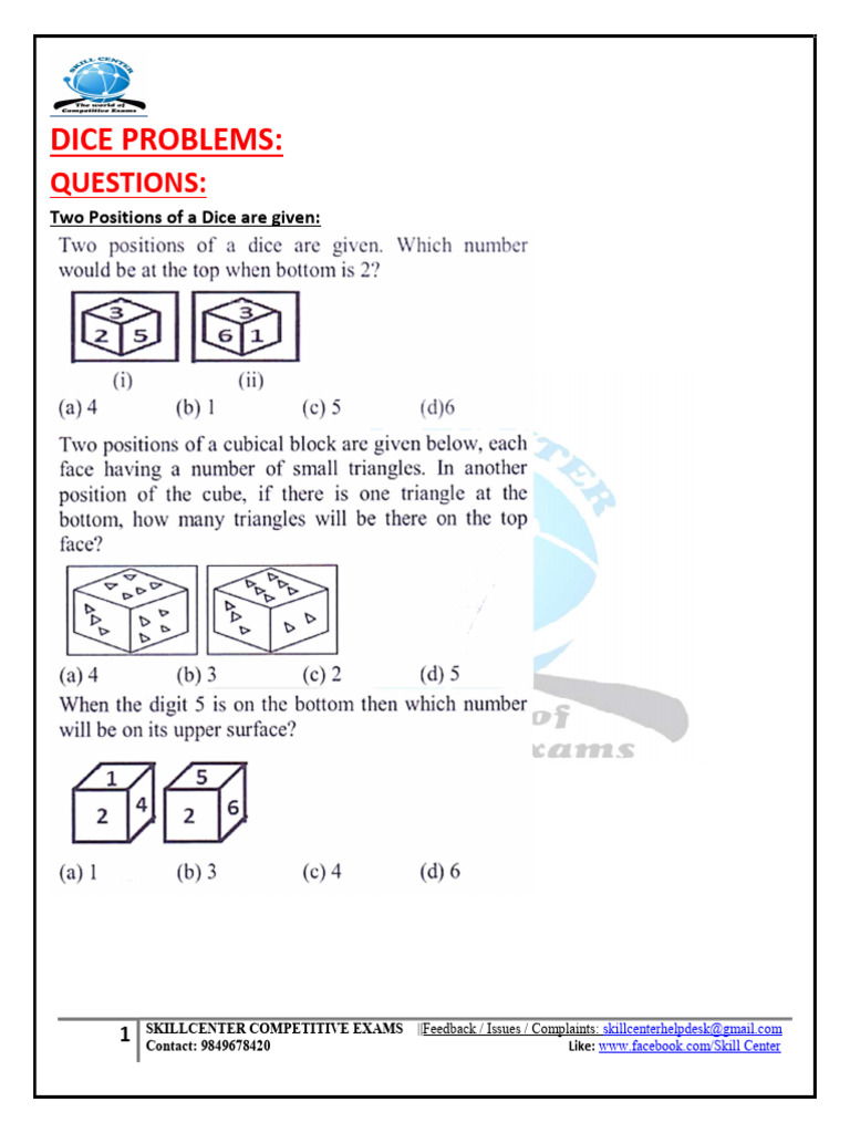 Dice Problems-20Q 32003546 | PDF