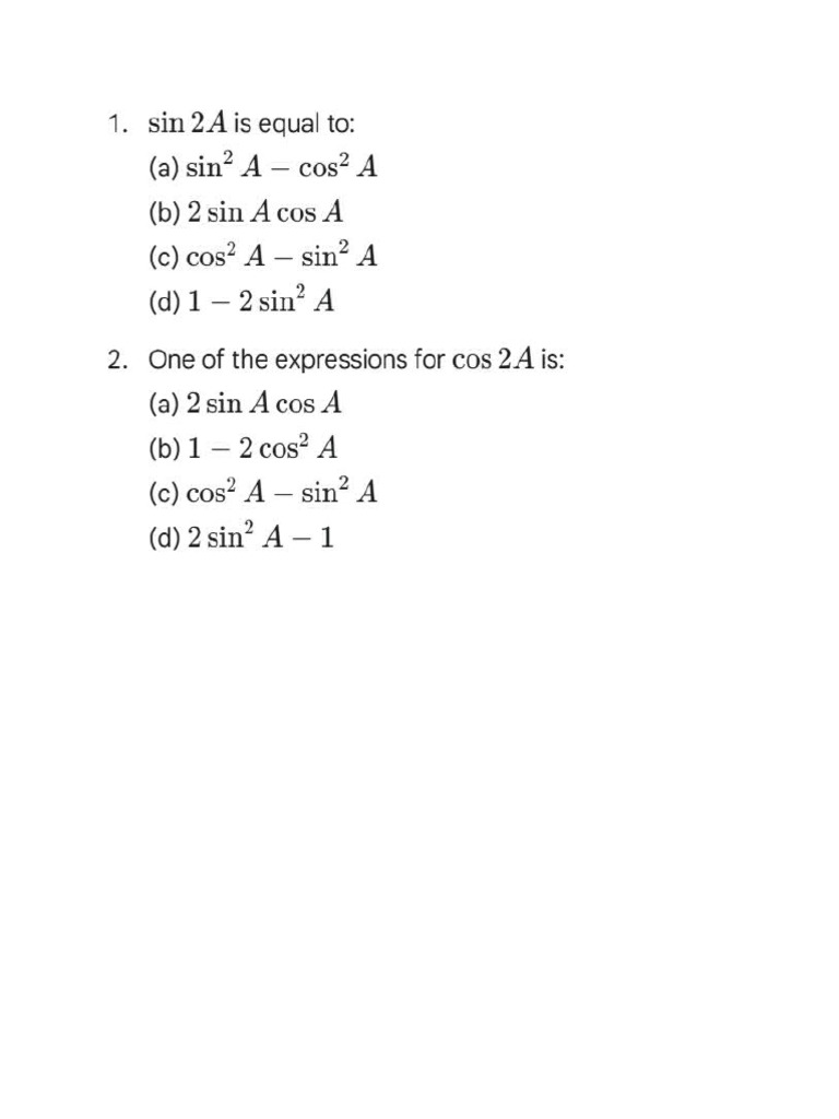 Trignometry Values, A+B Formula and 2A Formula , Small Angle ---Home Work ----Dropper-08!05!2025 ...
