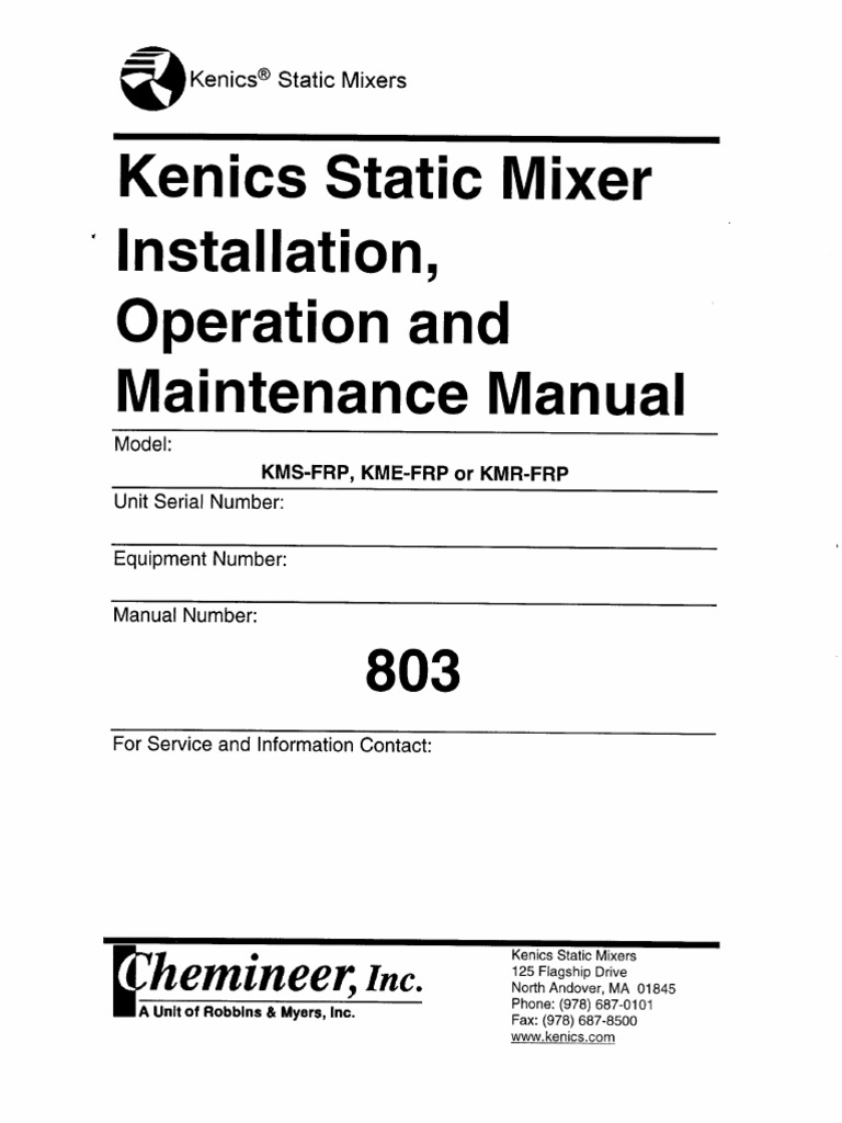 Kenics Manual 803 Static Mixers | PDF