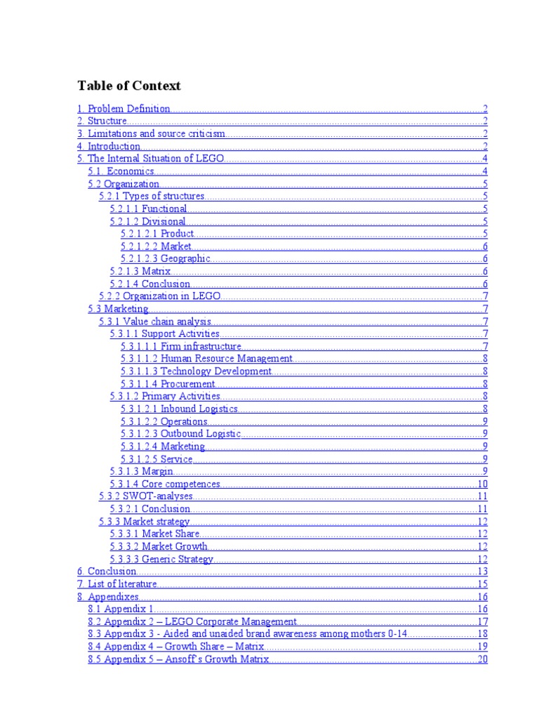 LEGO Report | PDF | Organizational Structure | Marketing