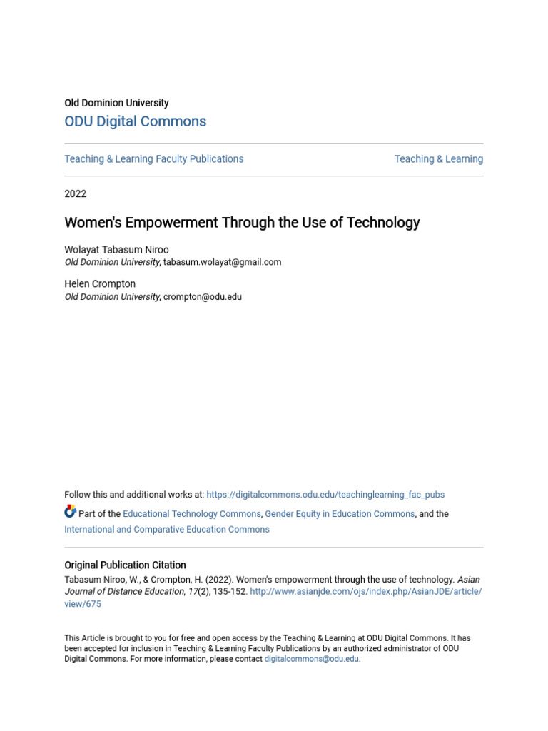 Womens Empowerment Through The Use of Technology | PDF | Smartphone ...