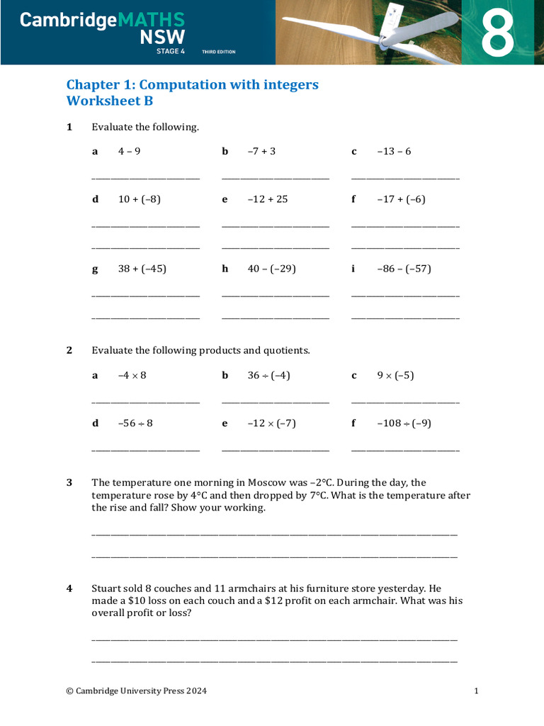 Chapter 1 Practice Test Cambridge Year 8 | PDF | Mathematics | Numbers