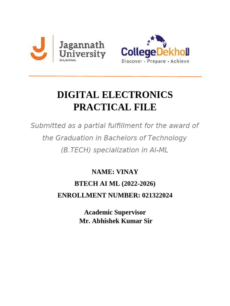 Digital Electronics Practical File | PDF | Rectifier | Electrical Network