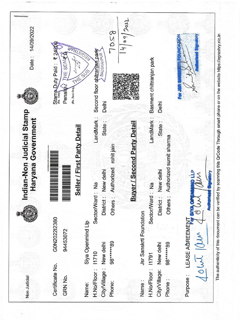 Registered Lease Deed JSR 1 1 | PDF