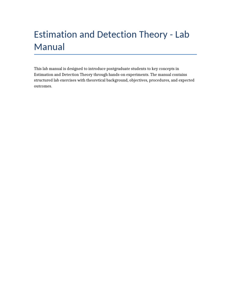 Estimation and Detection Theory Lab Manual v2 | PDF | Estimation Theory ...