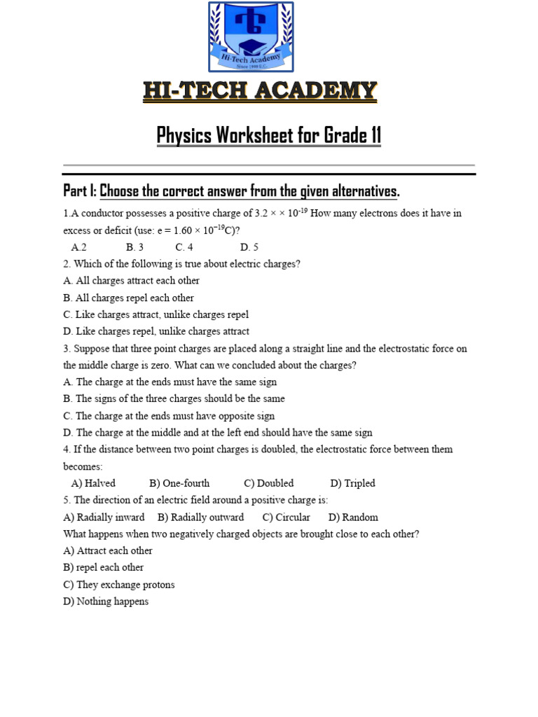 Physics Worksheet For Grade 11 Unit 6 & 7 | PDF | Radioactive Decay ...