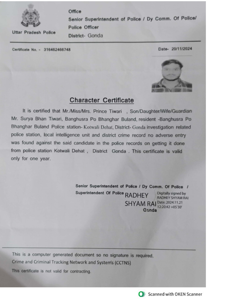 Character Certificate PDF | PDF