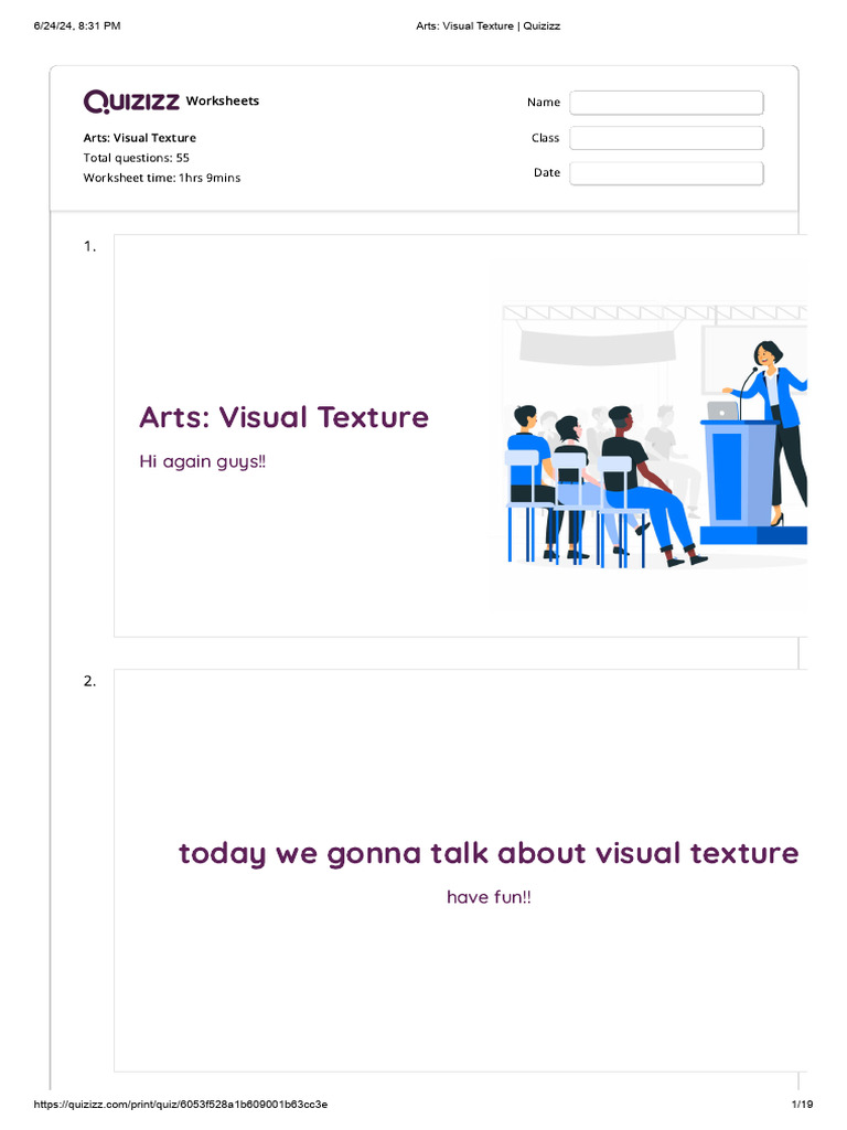 Visual Texture Worksheets and Activities | PDF | Drawing