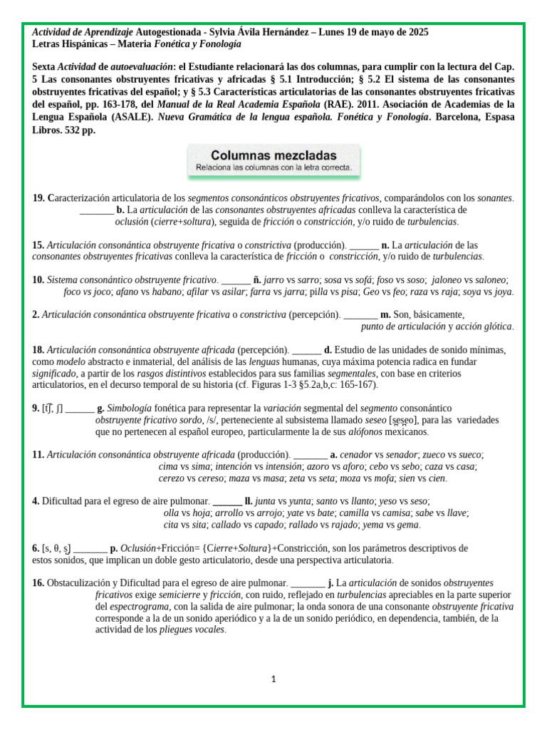 Columnas Cruzadas Cap 5 Parágrafos 5.1 A 5.3 | PDF | Voz humana | Lingüística