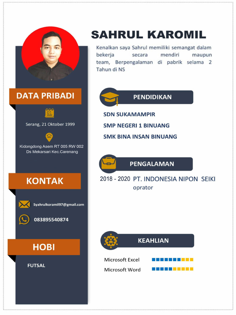 Lamaran Kerja Sahrul Karomil New | PDF
