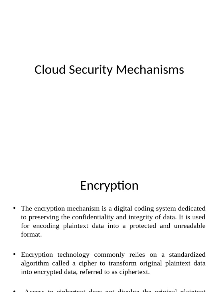Cloud Security Mechanisms 12052025 094302am | PDF | Encryption | Public Key Cryptography