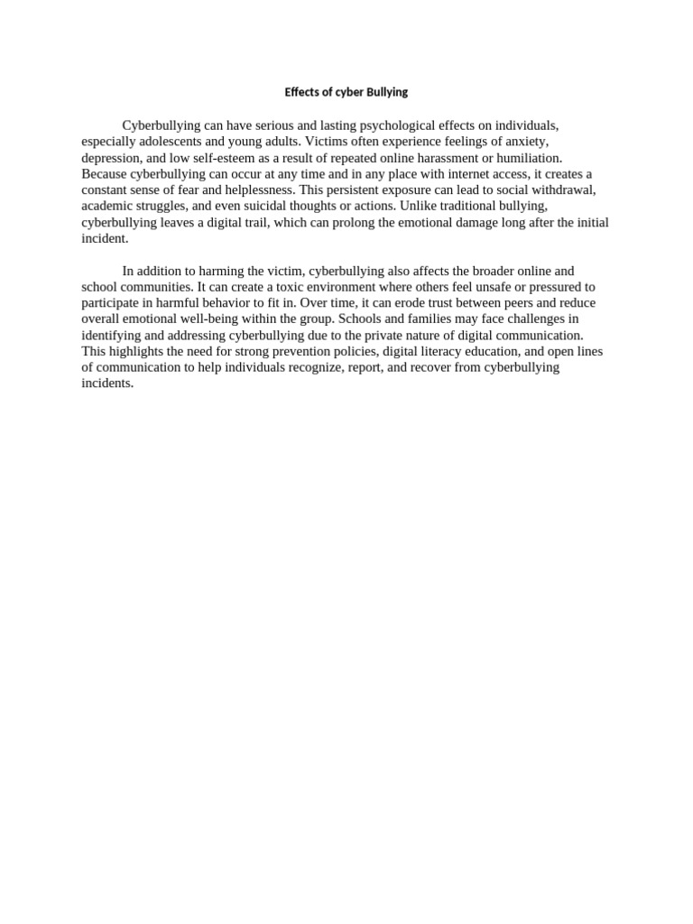 Effects of Cyber Bullying | PDF