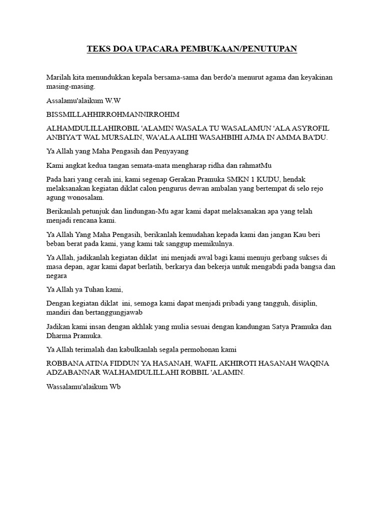 Teks Doa Diklat | PDF