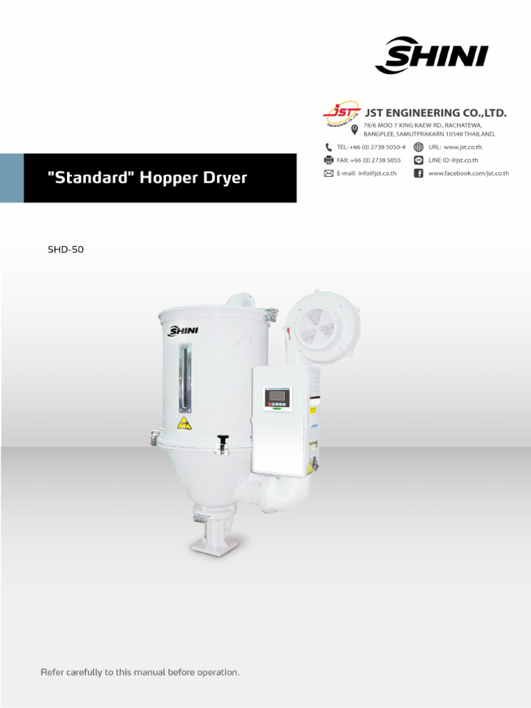 Standard Hopper Dryers SHD JST | PDF
