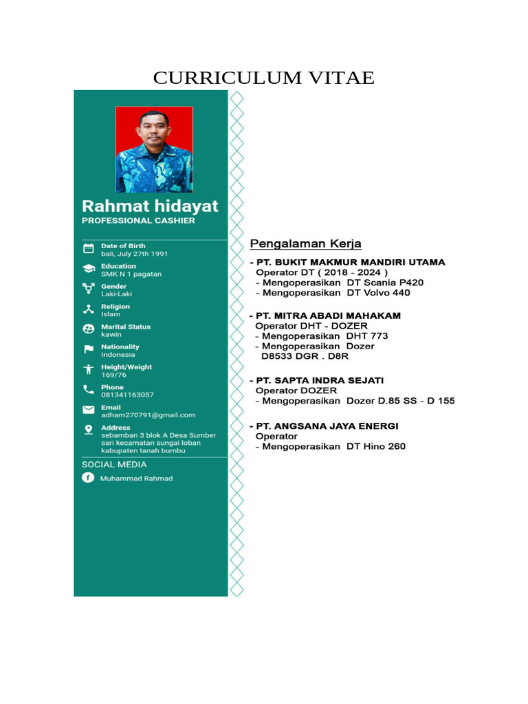 Biodata Ku - Rahmat Hidayat | PDF