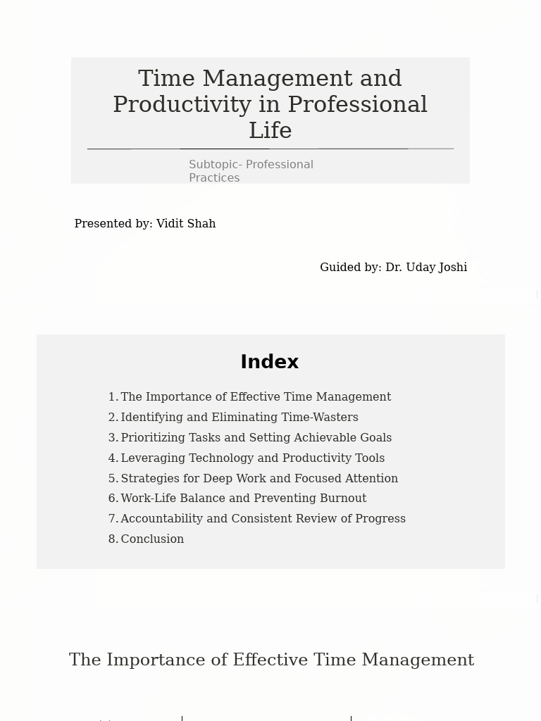 Time Management and Productivity in Professional Life | PDF | Time ...