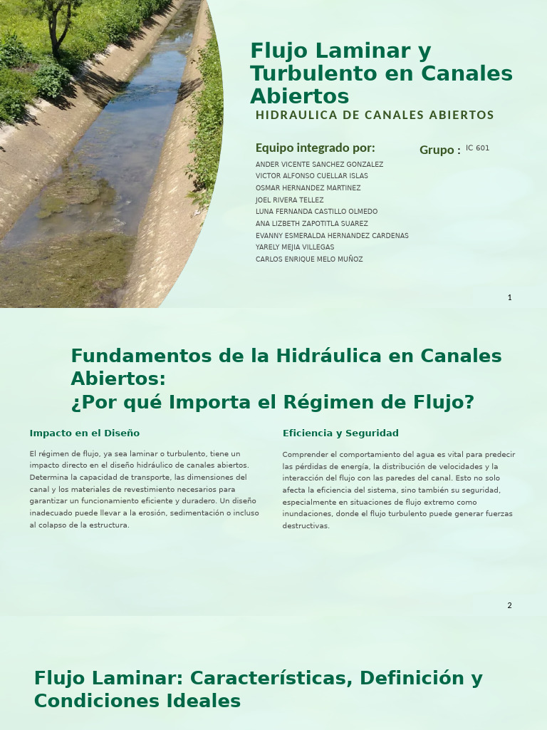 Flujo Laminar y Turbulento en Canales Abiertos Una Guia Esencial | PDF | Numero Reynolds ...