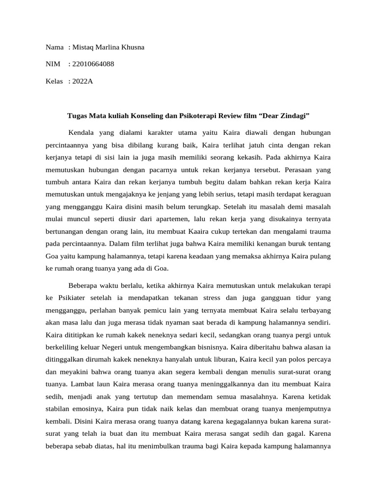 22A - 088 - Mistaq Marlina Khusna - Tugas Review Film | PDF