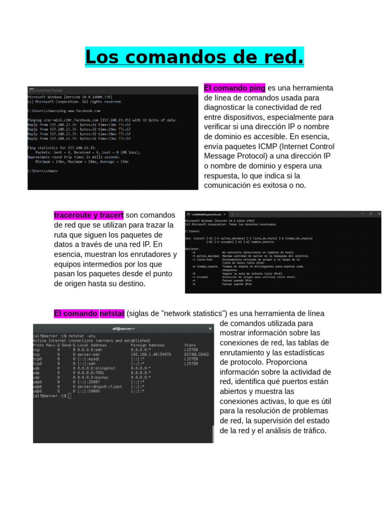 Los Comandos de Red Gissel 1 | PDF | Protocolos de internet | Red de ...