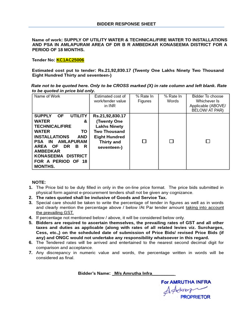 Bidder Response Sheet Annexuresand BECMatrix | PDF | Joint Venture ...