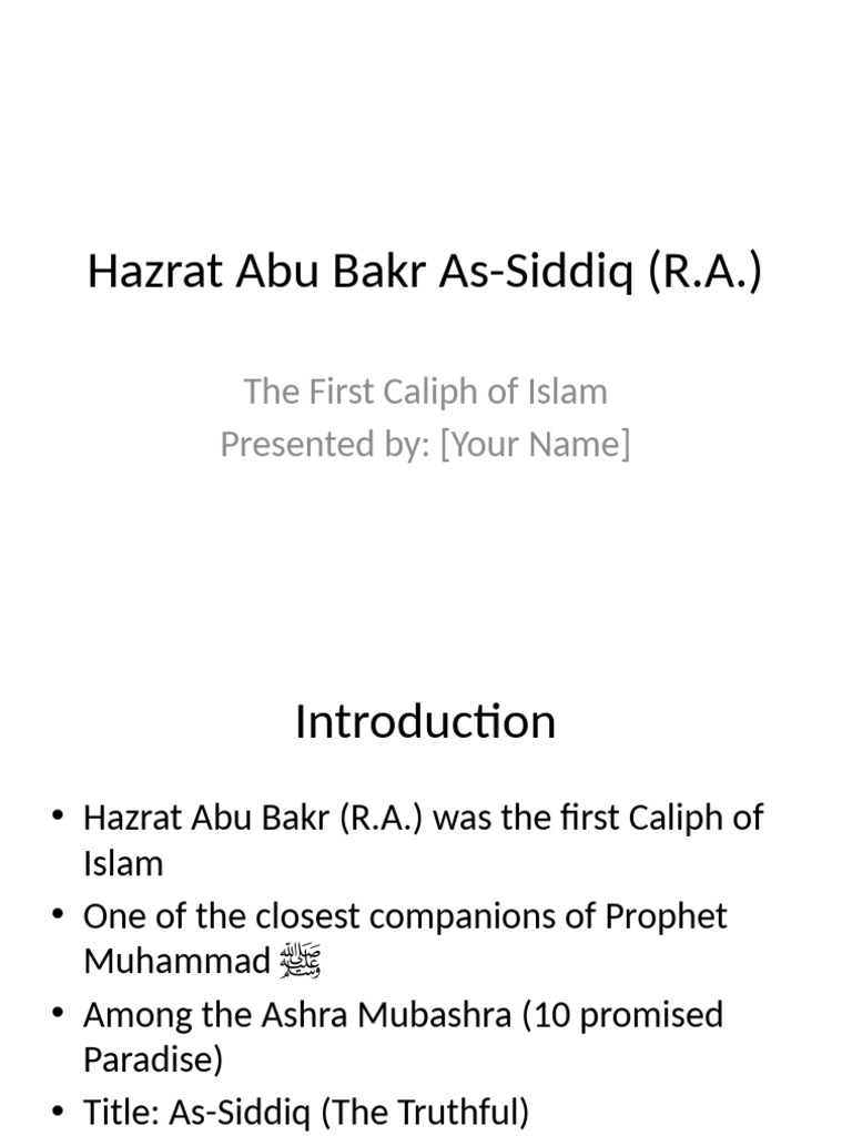 Hazrat Abu Bakr RA Presentation | PDF