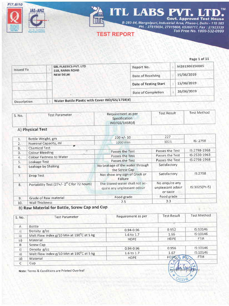 Test Report WB | PDF | Materials
