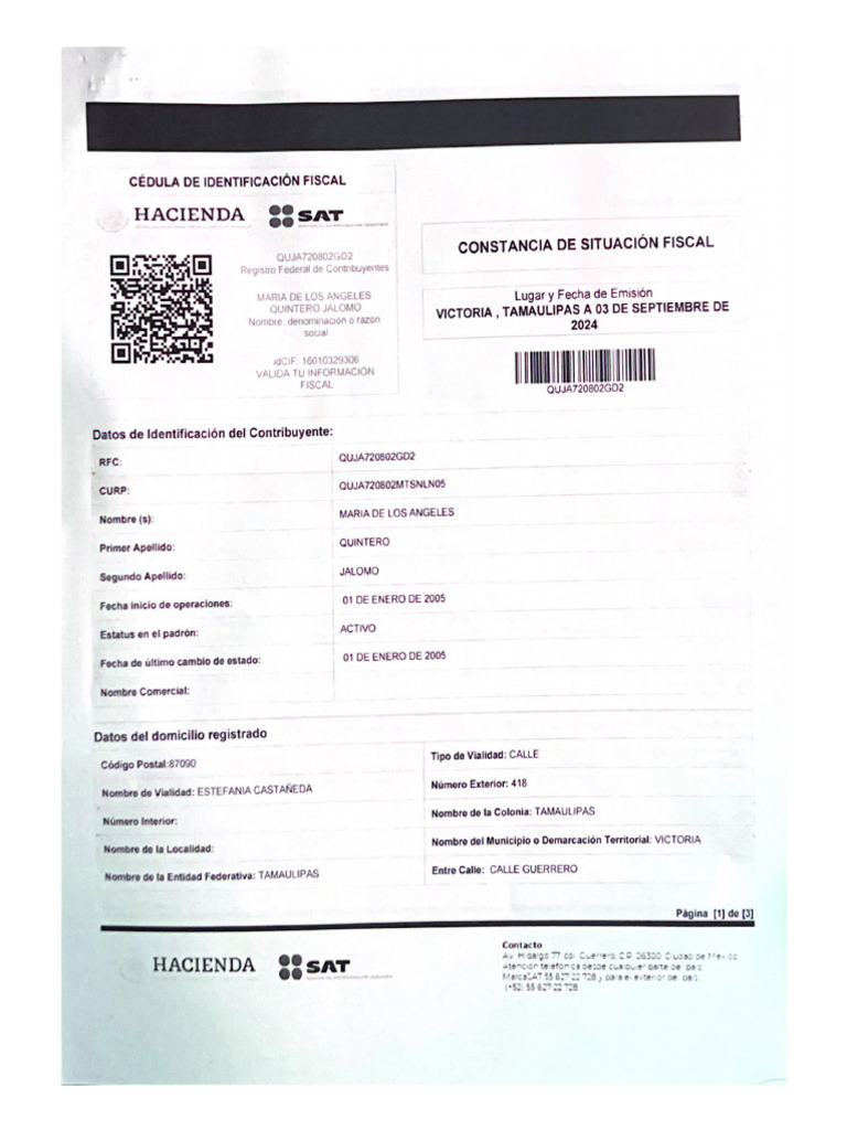 Cédula de Identificación Fiscal | PDF