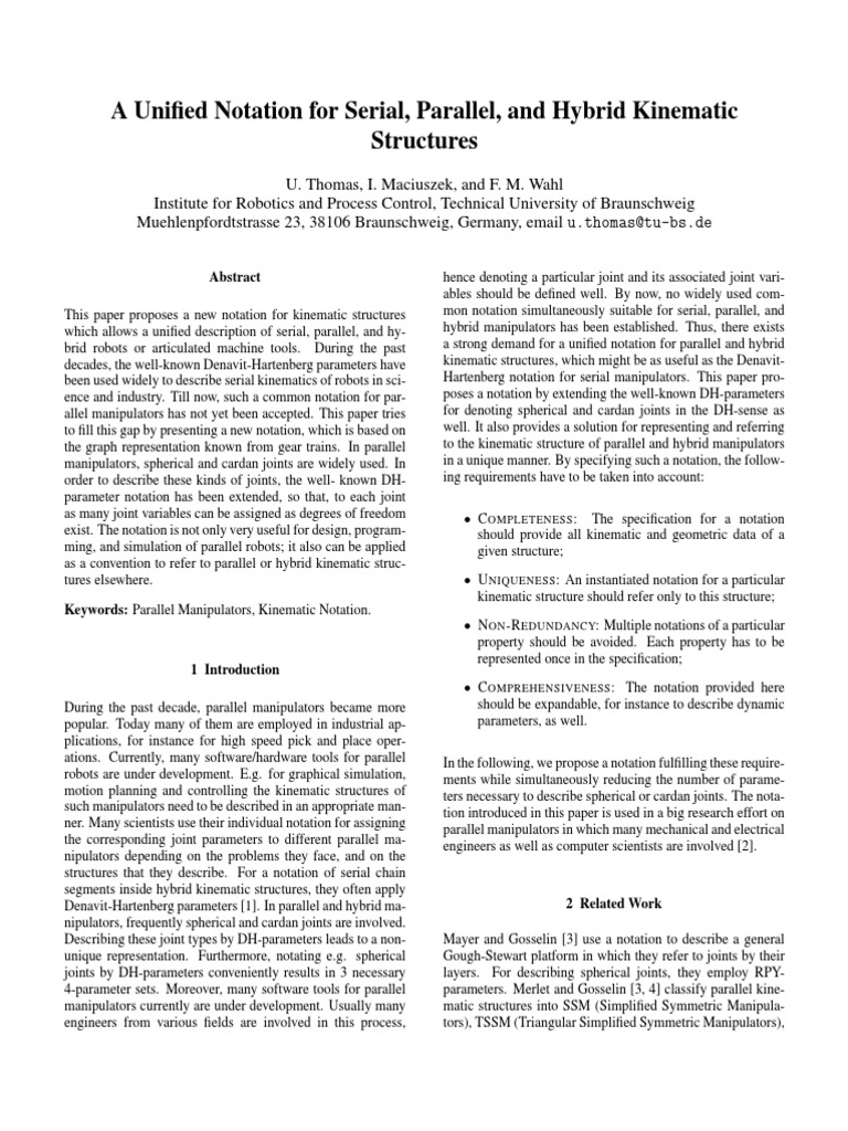 A Unified Notation For Serial, Parallel, and Hybrid Kinematic ...