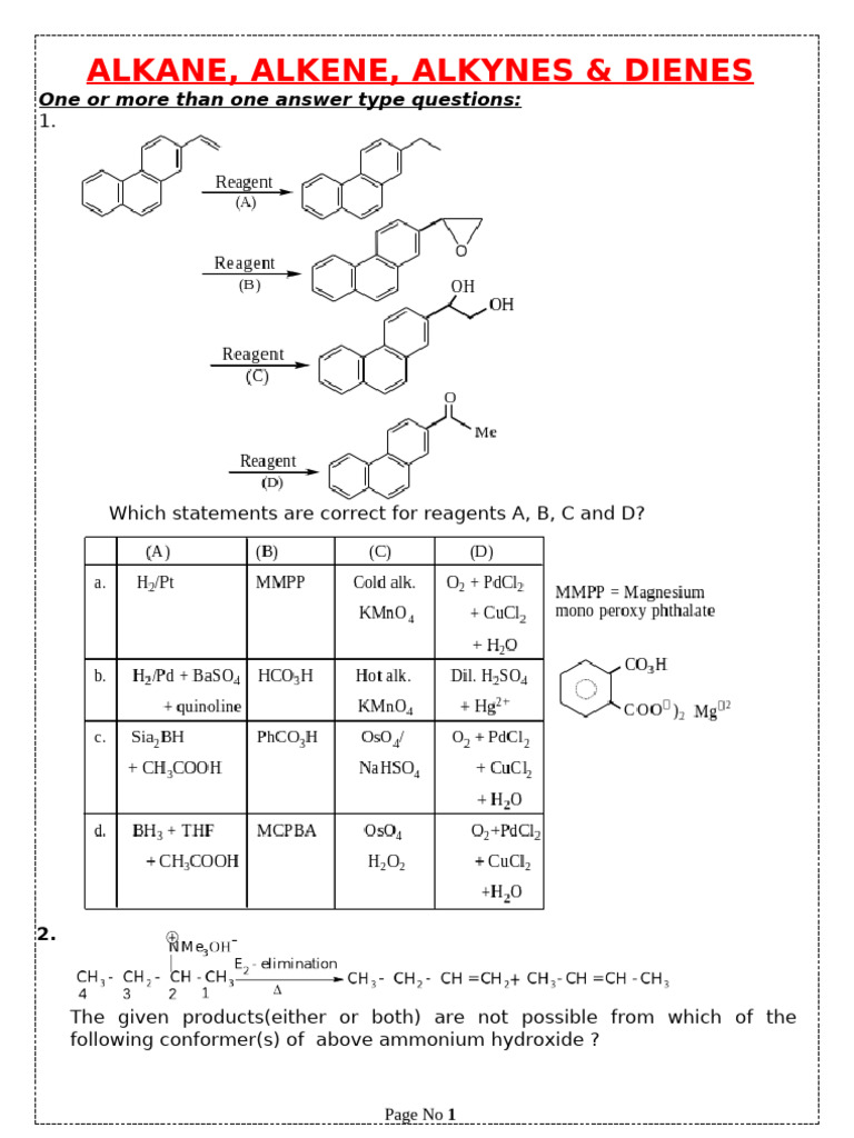One or More Than One | PDF | Alkene | Chemical Reactions