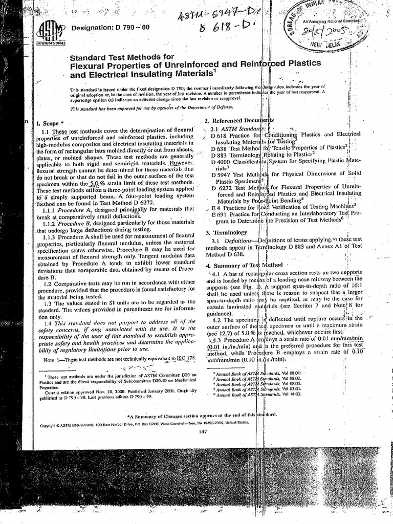 020-Astm D 790 (2000) Standard Test Methods For Flexural Properties of ...