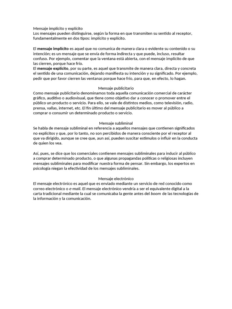 Mensaje Implícito y Explícito | PDF