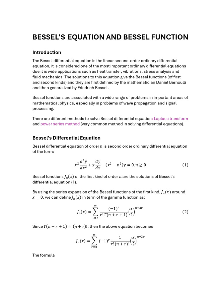 Bessel Differential Equation | PDF | Differential Equations | Equations