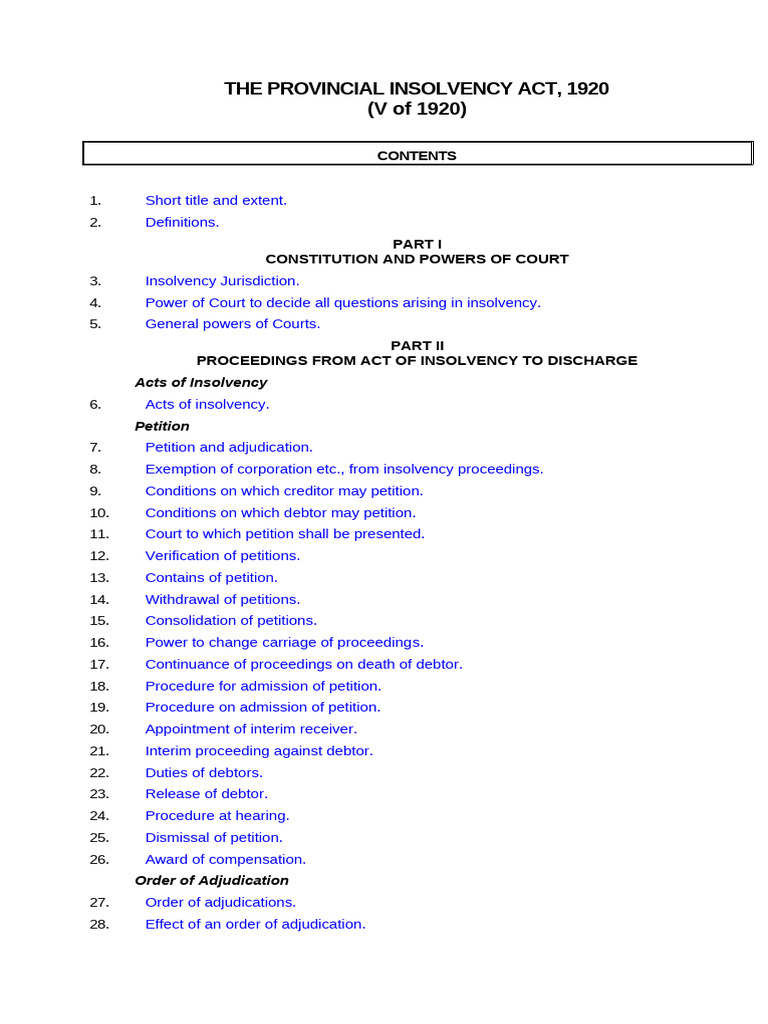 The+Provincial+Insolvency+Act +1920 | PDF | Bankruptcy | Insolvency