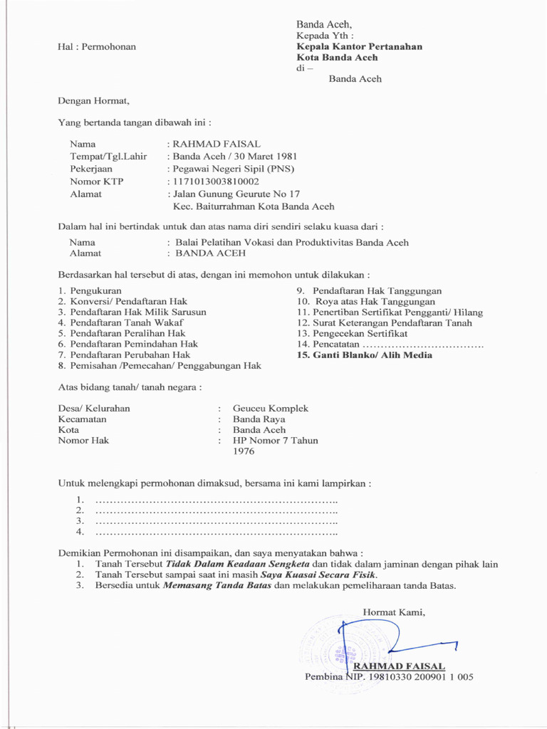 Permohonan Blangko BPVP Banda Aceh | PDF