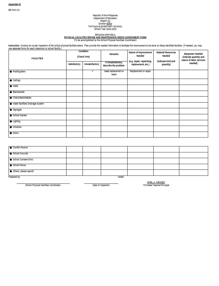 Appendex B Be Form 1 Physical Assessment Form | PDF