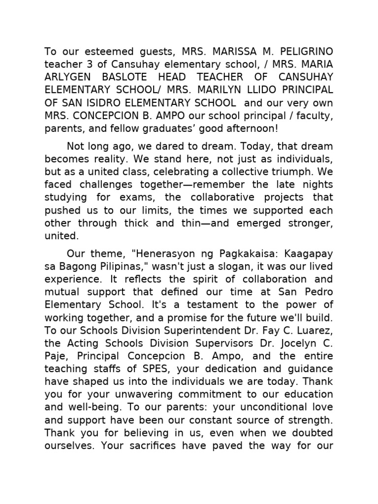 Valedictory Speech | PDF