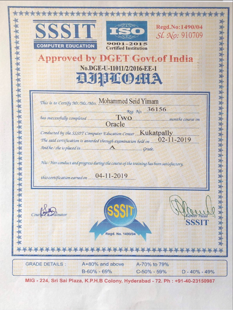 Certificate Oracle | PDF