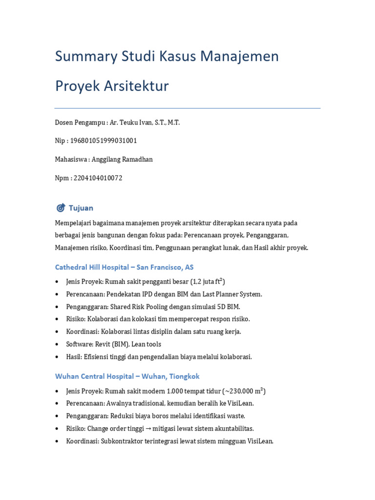 Manajemen Proyek Arsitektur Modern | PDF