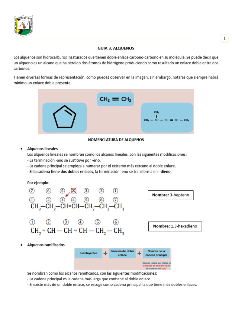 Guia 3. Alquenos | PDF | Alqueno | Alcano
