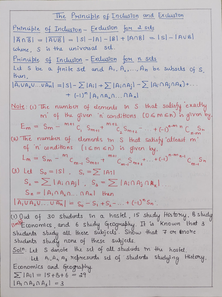 The Principle of Inclusion and Exclusion | PDF