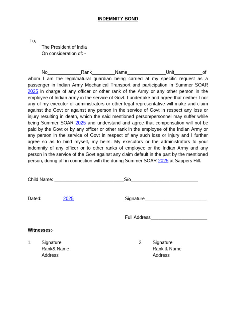 Indemnity Bond | PDF